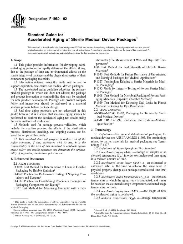 Astm F 1980-2 | PDF | Shelf Life | Packaging And Labeling