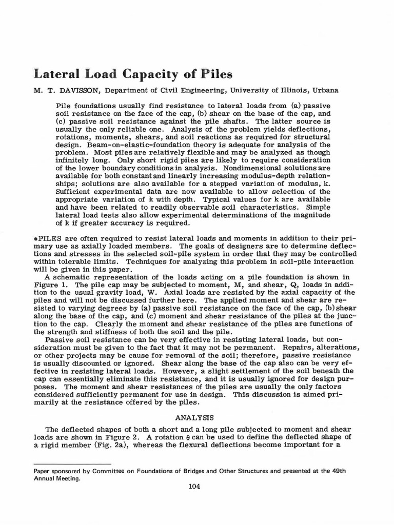 Lateral Load Capacity of Piles | PDF | Deep Foundation | Stiffness