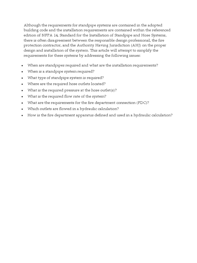 Nfpa 14 | PDF | Fire Sprinkler System | Pump