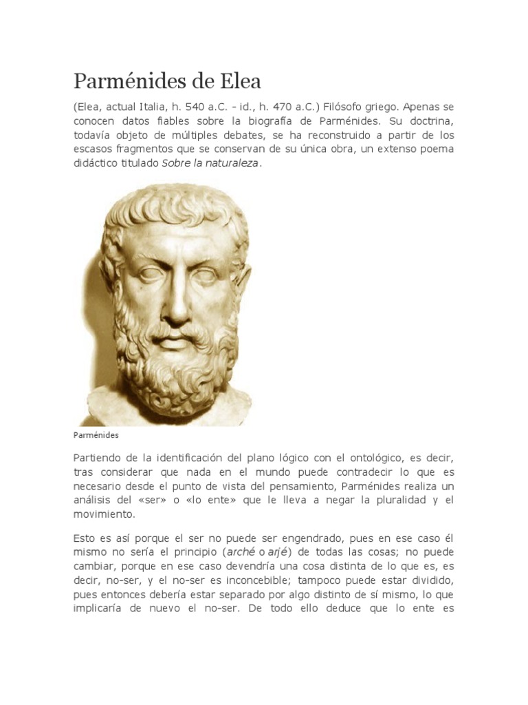 Biografía de Parménides de Elea | PDF