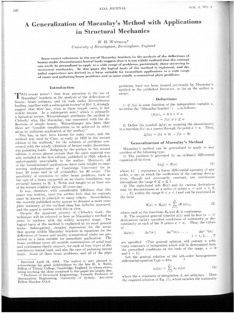 A Generalization of Macaulays Method With Applications in Structural Mechanics | PDF