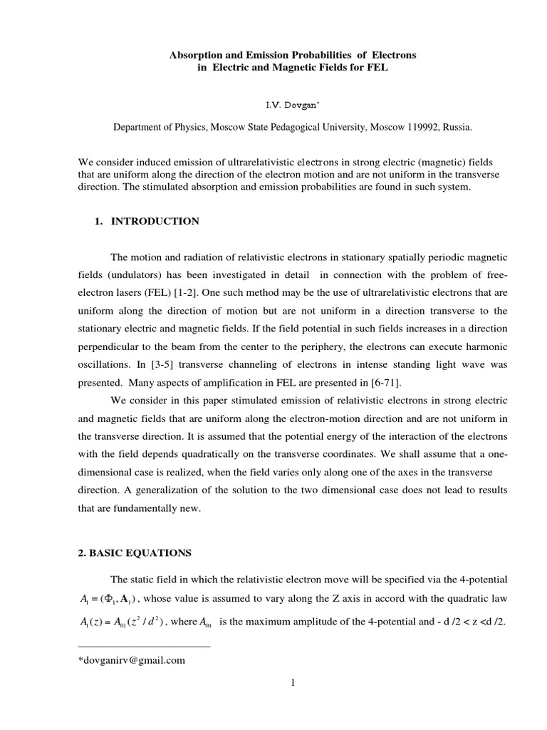 Absorption and Emission Probabilities of Electrons in Electric and ...