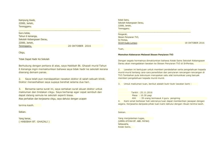 Contoh Surat Kiriman Rasmi | PDF