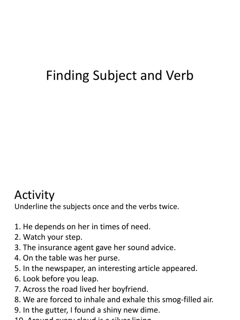 Subject and Verb Identification Guide | PDF | Subject (Grammar) | Phrase