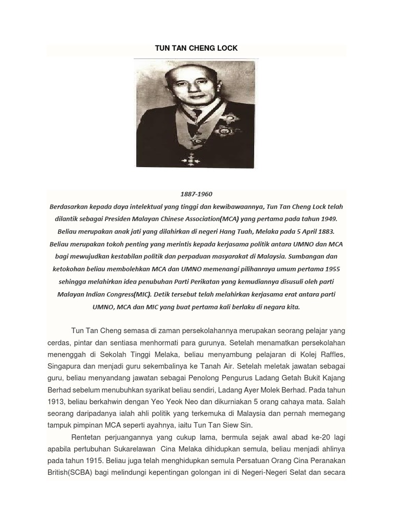 Tun Tan Cheng Lock | PDF
