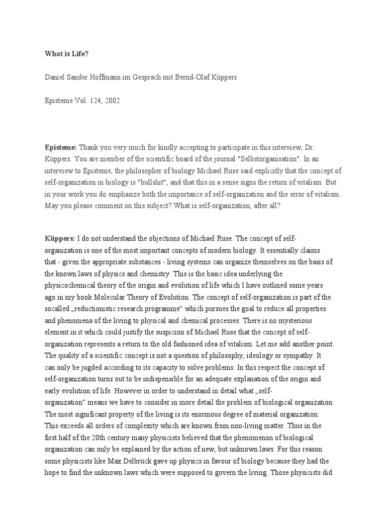 What Is Life? | PDF | Emergence | Reductionism