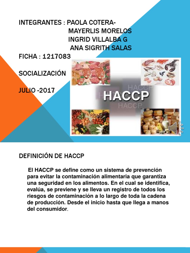 Diapositiva Haccp Una Manera Sencilla de Entender El Sistema Haccp | Análisis de Riesgo y Puntos ...