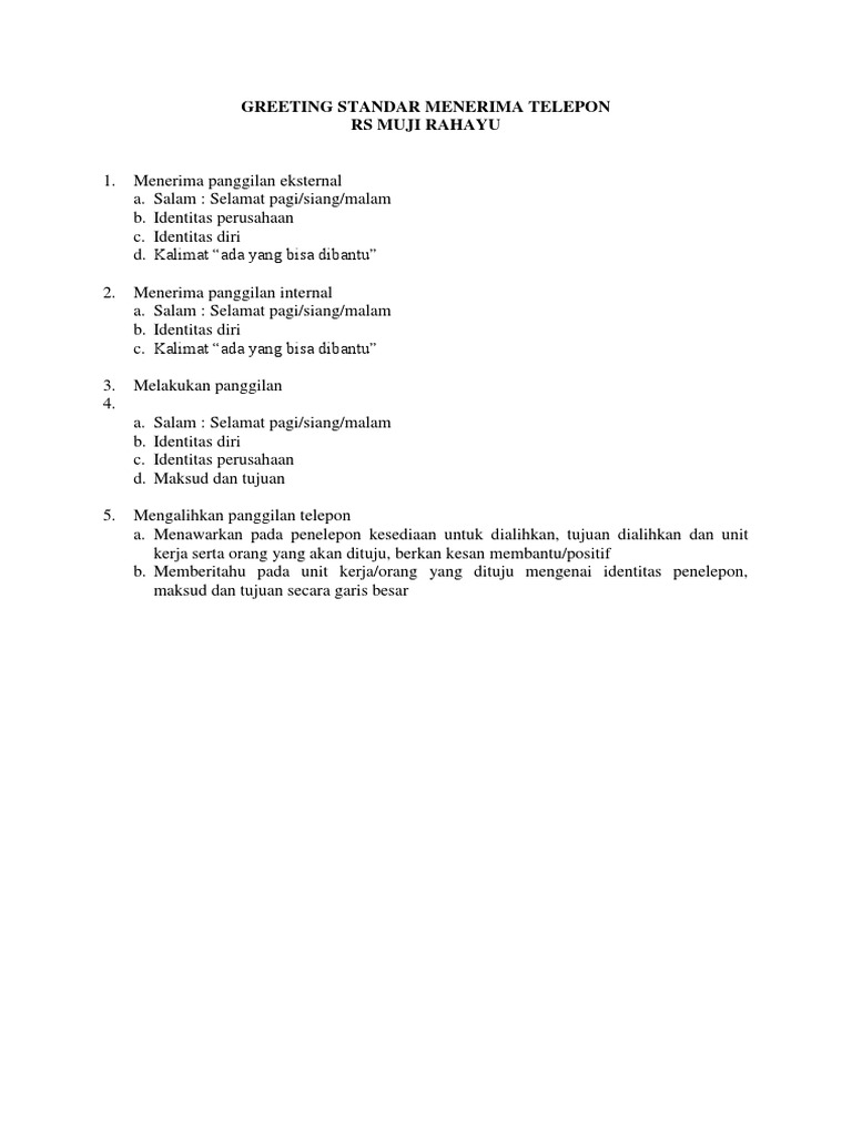 Standar Greeting Menerima Telepon | PDF