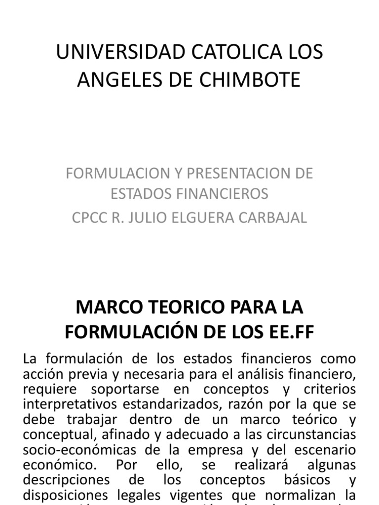 Formulacion y Presentacion de Eeff | PDF | Contabilidad | Estado financiero