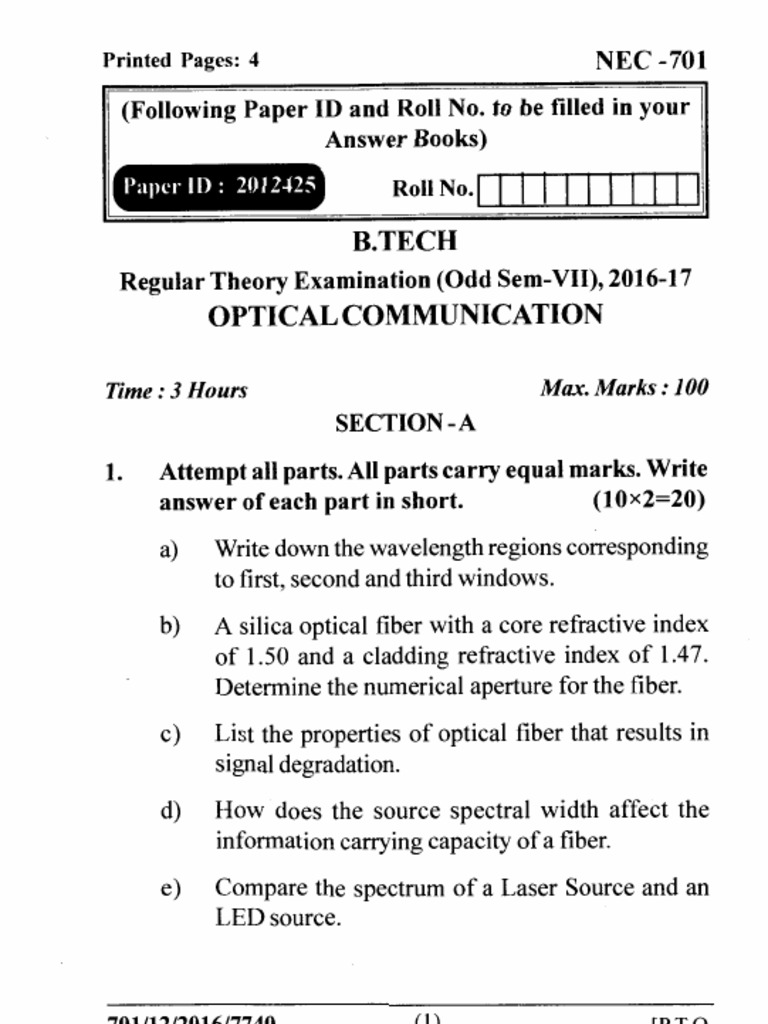 Optical Communication Nec 701 | PDF