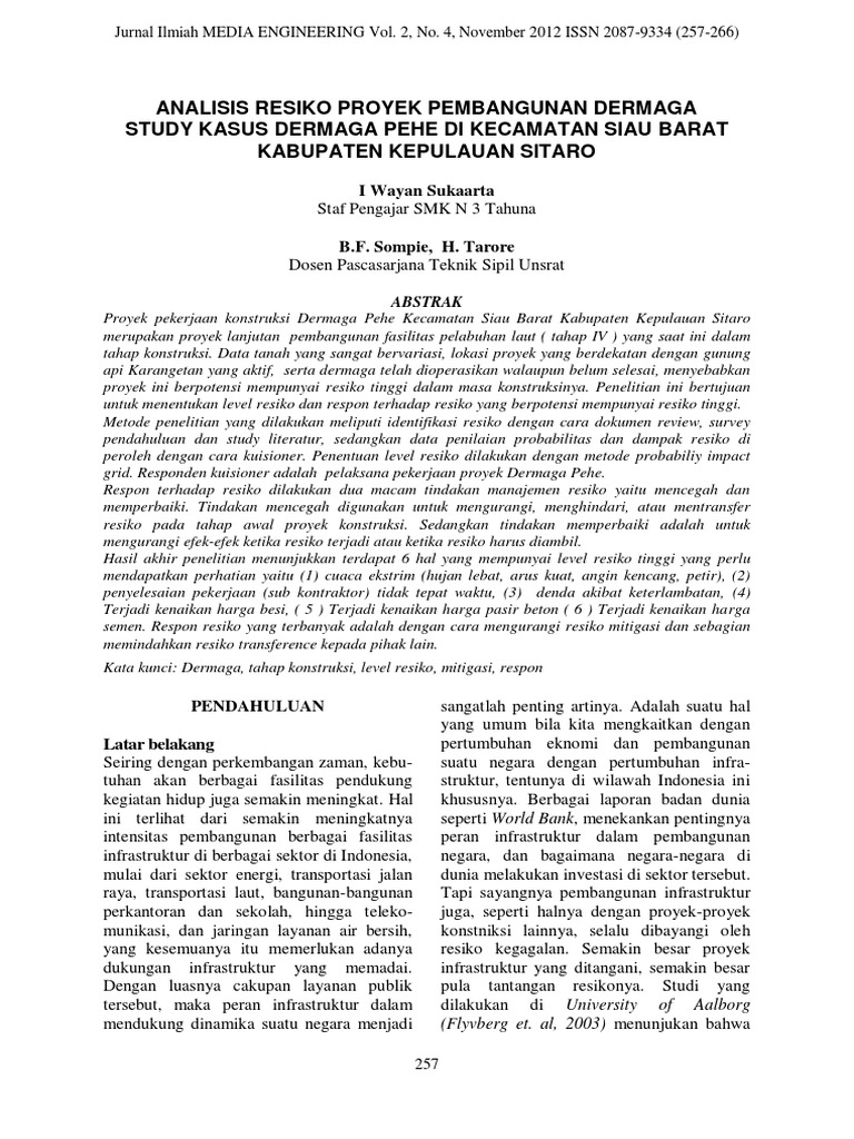Analisis Resiko Proyek Dermaga PDF | PDF