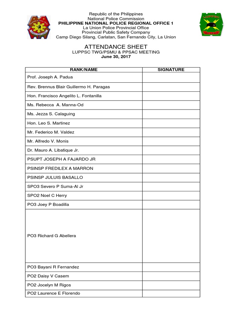 Attendance Sheet | PDF