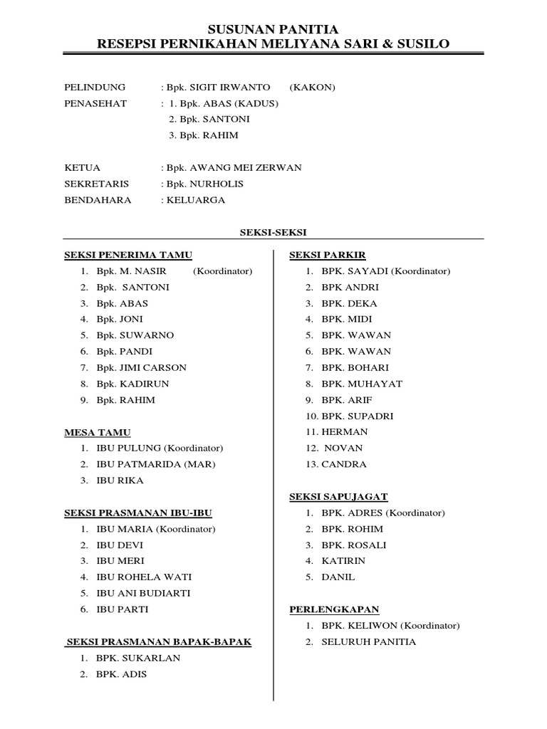 Susunan Acara Pernikahan | PDF