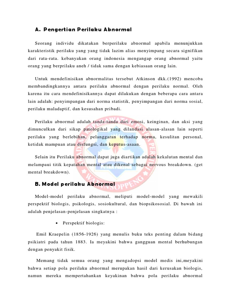 Perilaku Abnormal | PDF | Pengembangan Diri