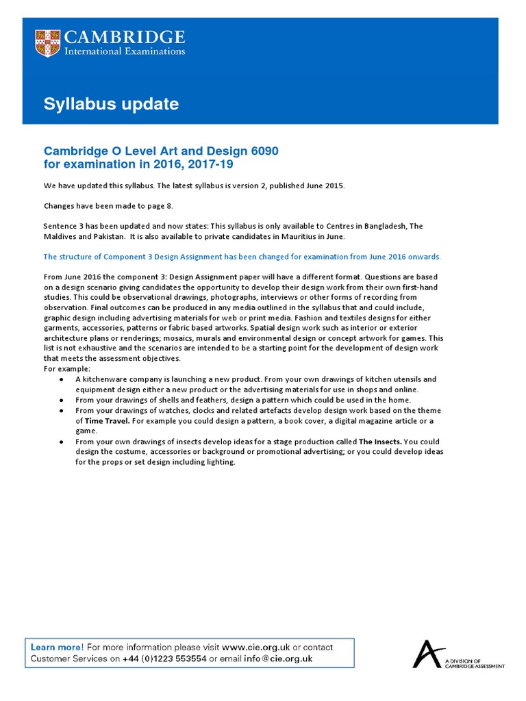 Cambridge O Level Art And Design - Design Talk