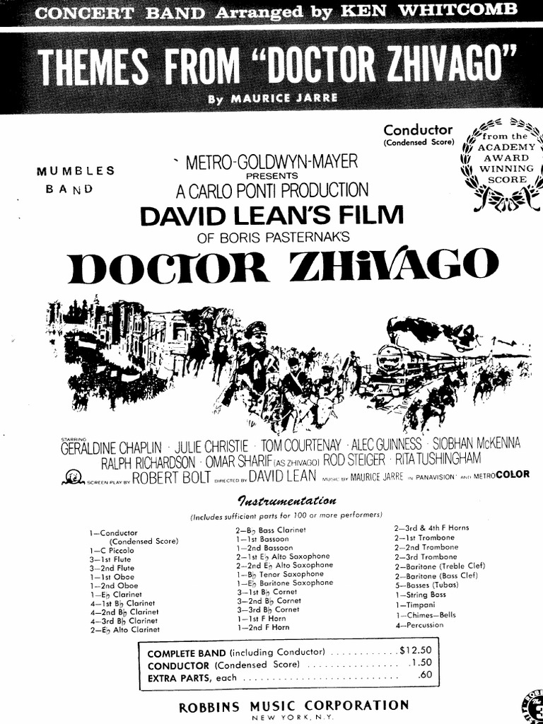 Doctor Zhivago, Theme From - Arr Ken Whitcomb - Maurice Jarre | PDF ...