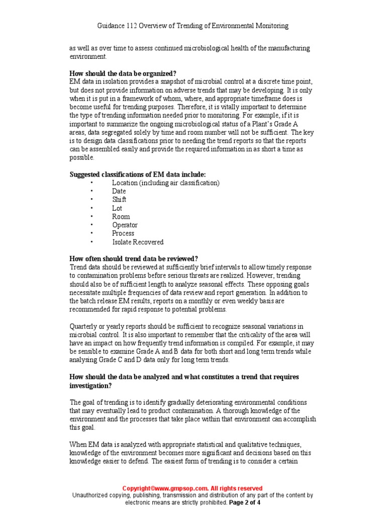 Guidance 112 Overview of Trending of Environmental Monitoring Sample ...