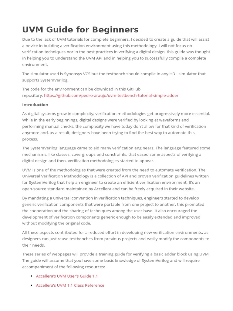 UVM Begginer's Guide | PDF | Class (Computer Programming) | Formal Verification