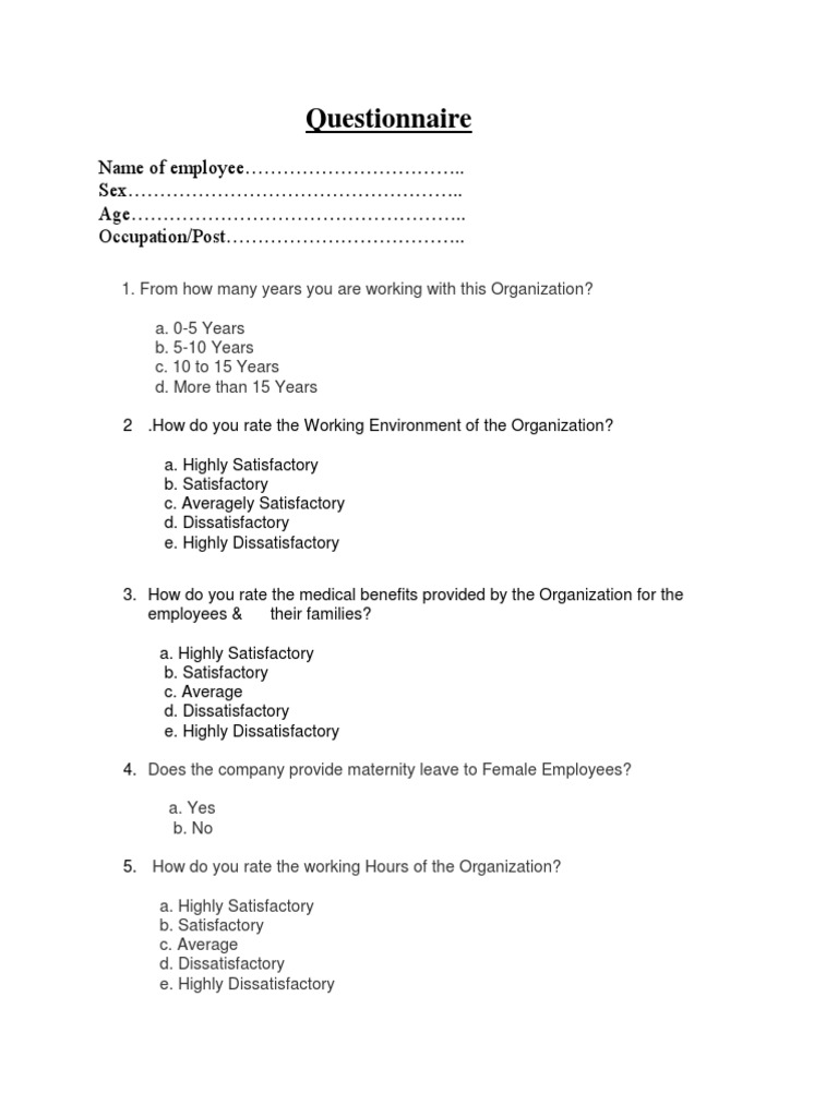 Employee Satisfaction Survey: Measuring Welfare Provisions, Benefits ...