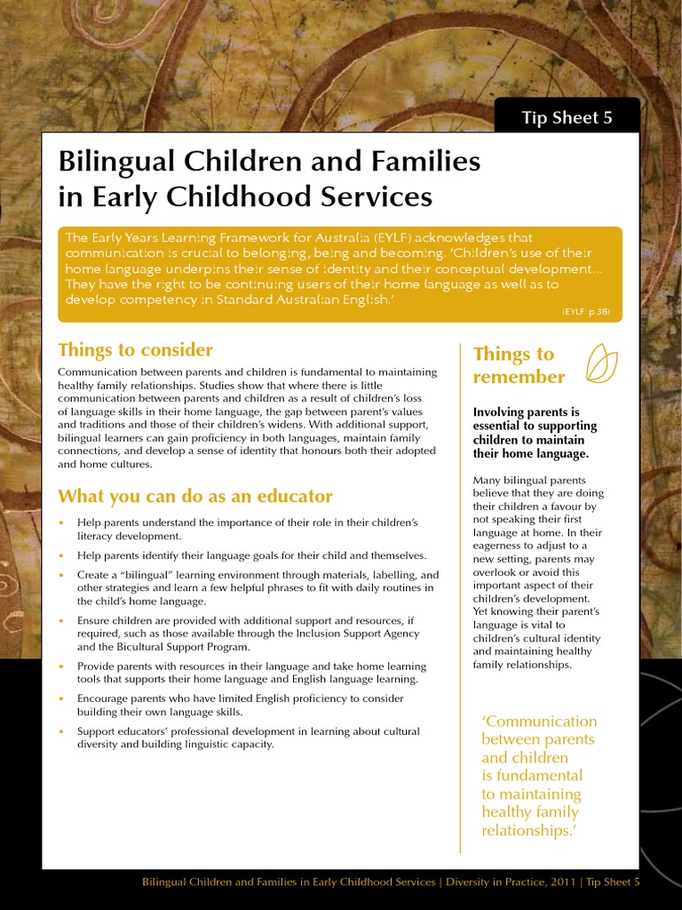 Supporting Bilingual Children and Families in Early Childhood ...