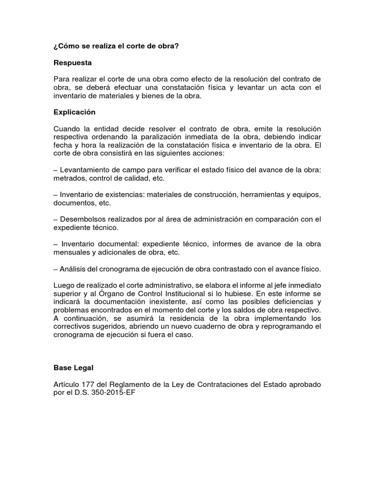 Como Se Realiza Un Corte de Obra | PDF