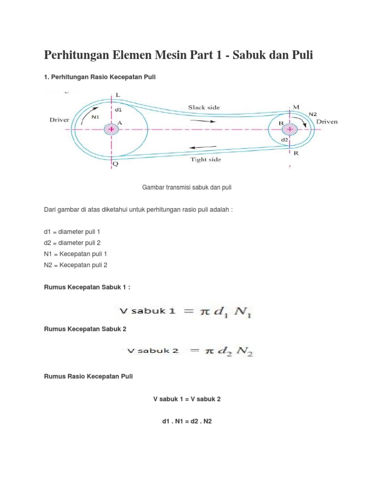 Perhitungan 1 PULI DAN SABUK | PDF