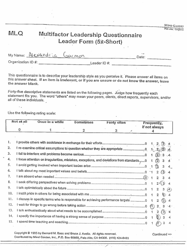 MLQ-Multifactor Leadership Questionnaire PDF | PDF MLQ-Multifactor Leadership Questionnaire PDF | PDF