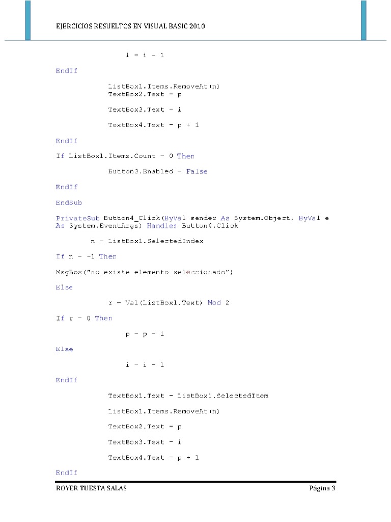 Ejercicios Resueltos en Visual Basic 2010-4-1024 | PDF