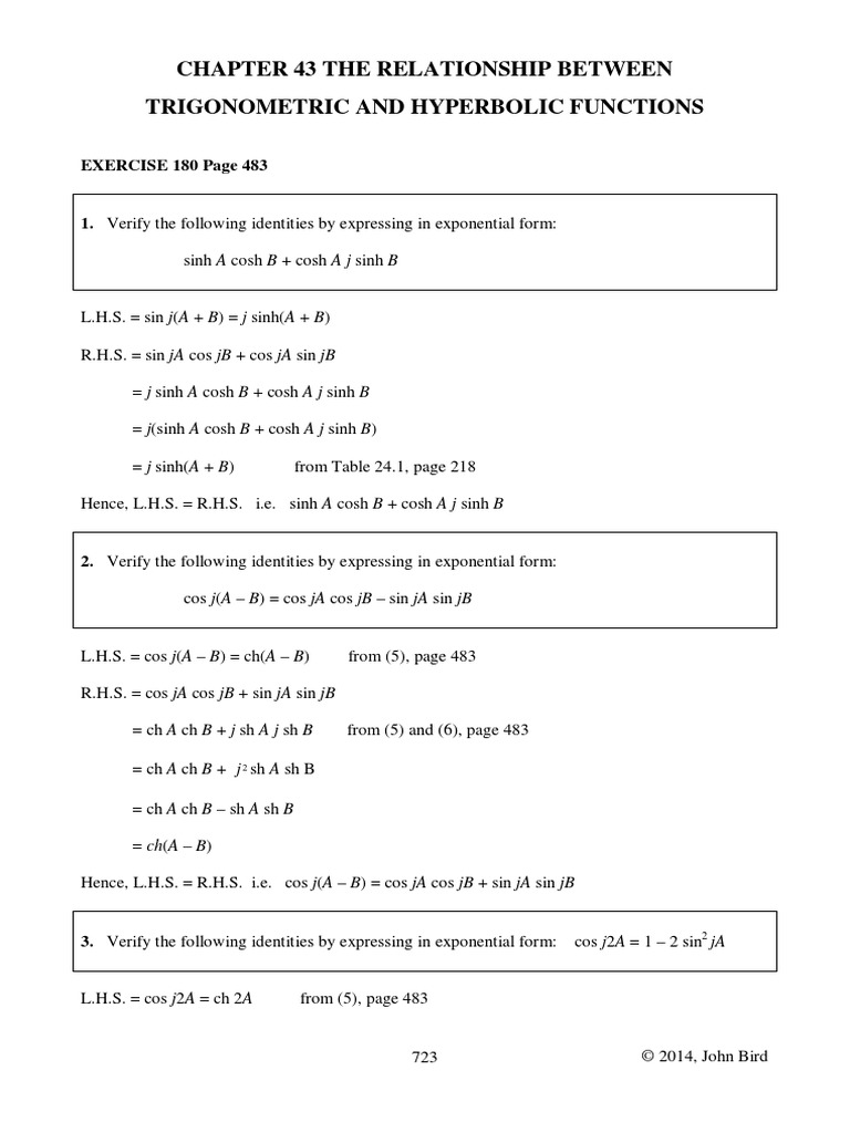 Relationship Between Trig and Hyperbolic Functions 2 | PDF