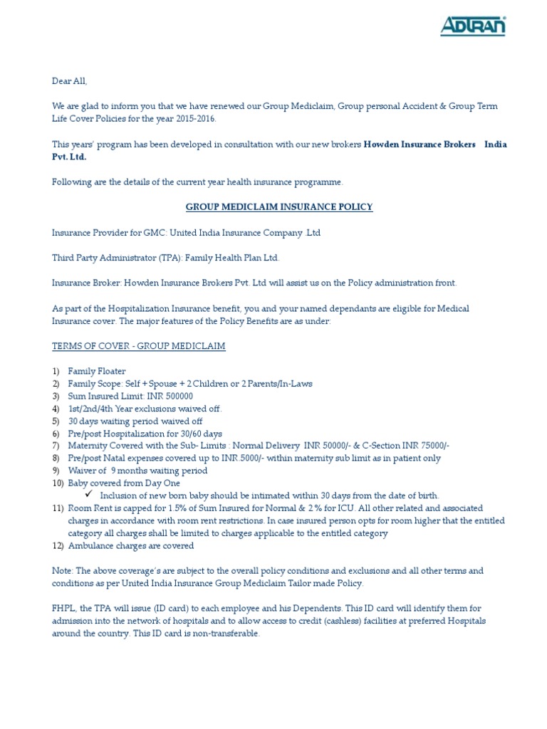 Insurance Policy Overview - GMC, GPA, GTL | Download Free PDF ...