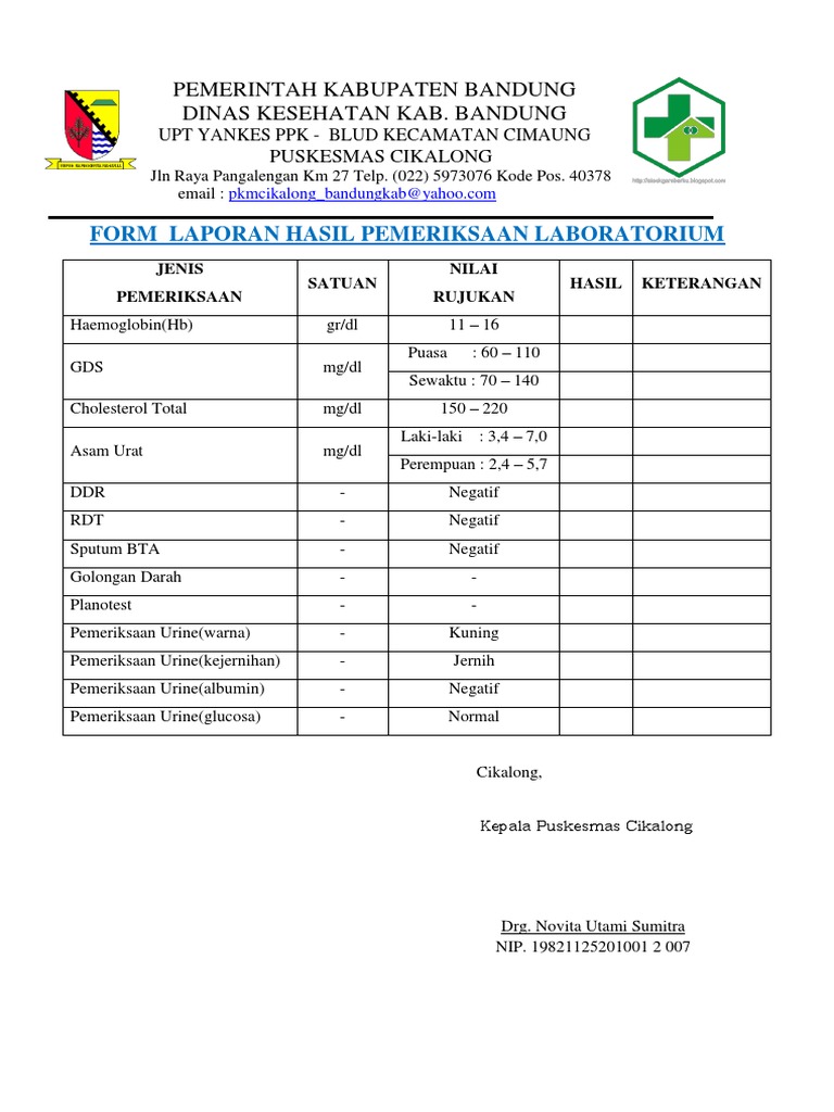 8.1.3 Ep 3 Format Laporan Hasil Pemeriksaan Lab | PDF