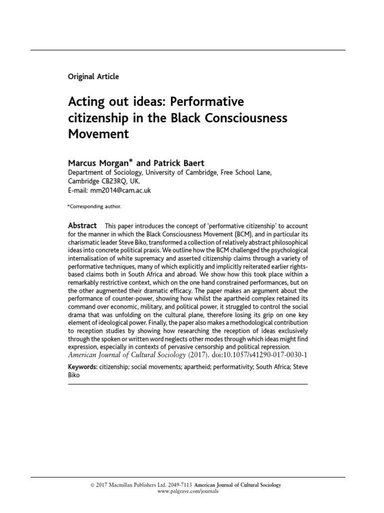Performative Citizenship in BCM | PDF | Apartheid | Citizenship