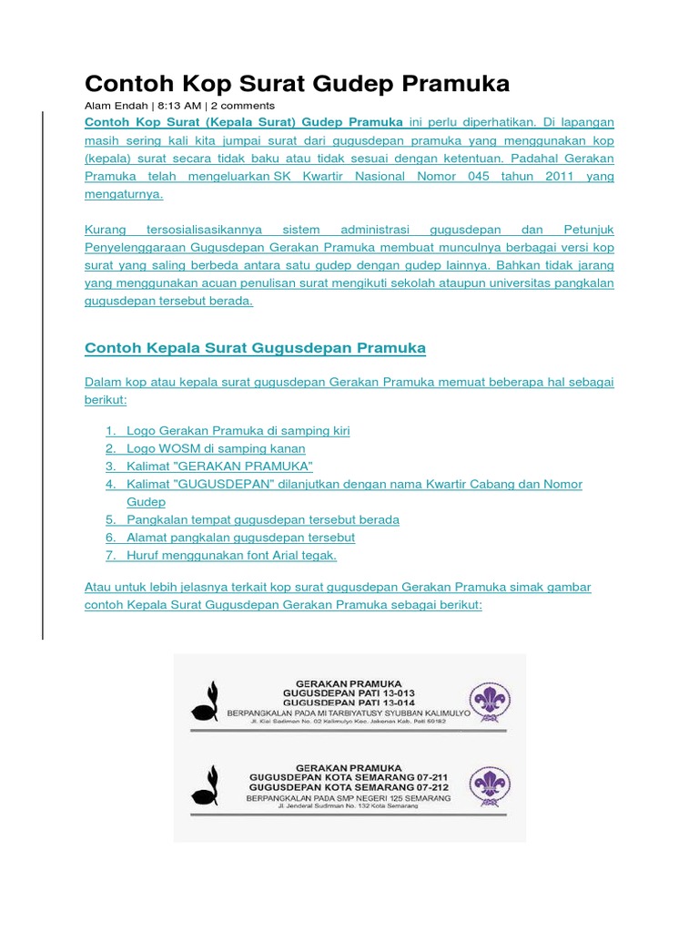 Contoh Kop Surat Gudep Pramuka | PDF