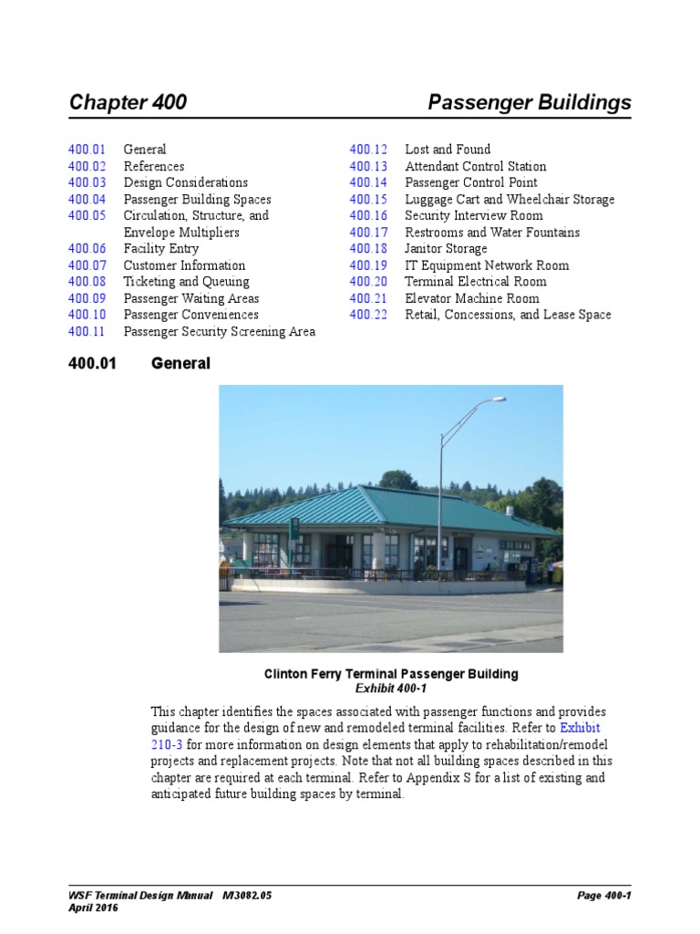 WSF Terminal Design Manual M 3082 Chapter 400 - Passenger Building ...