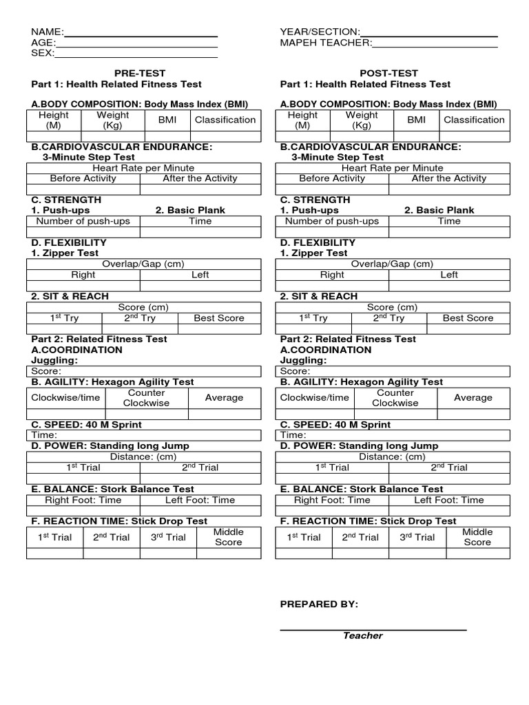 PFT Form | PDF | Body Mass Index | Recreation