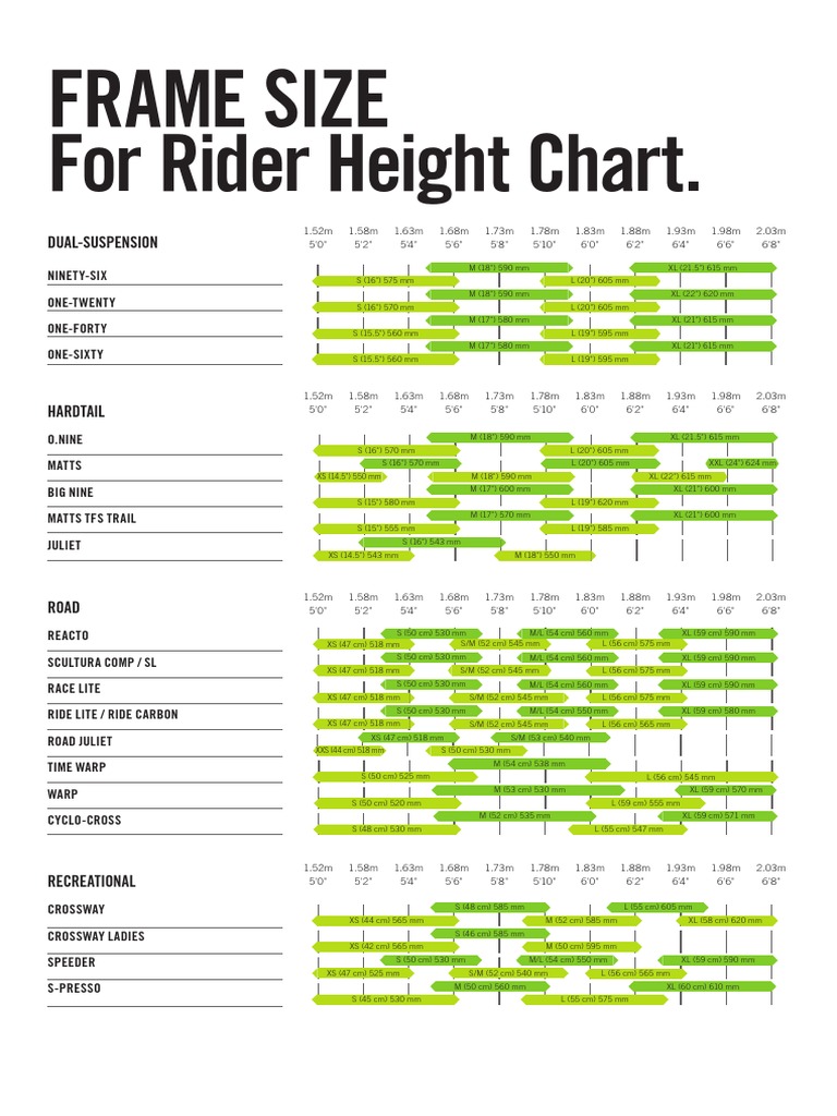 Merida Sizes | PDF | Human Powered Transport | Outdoor Recreation