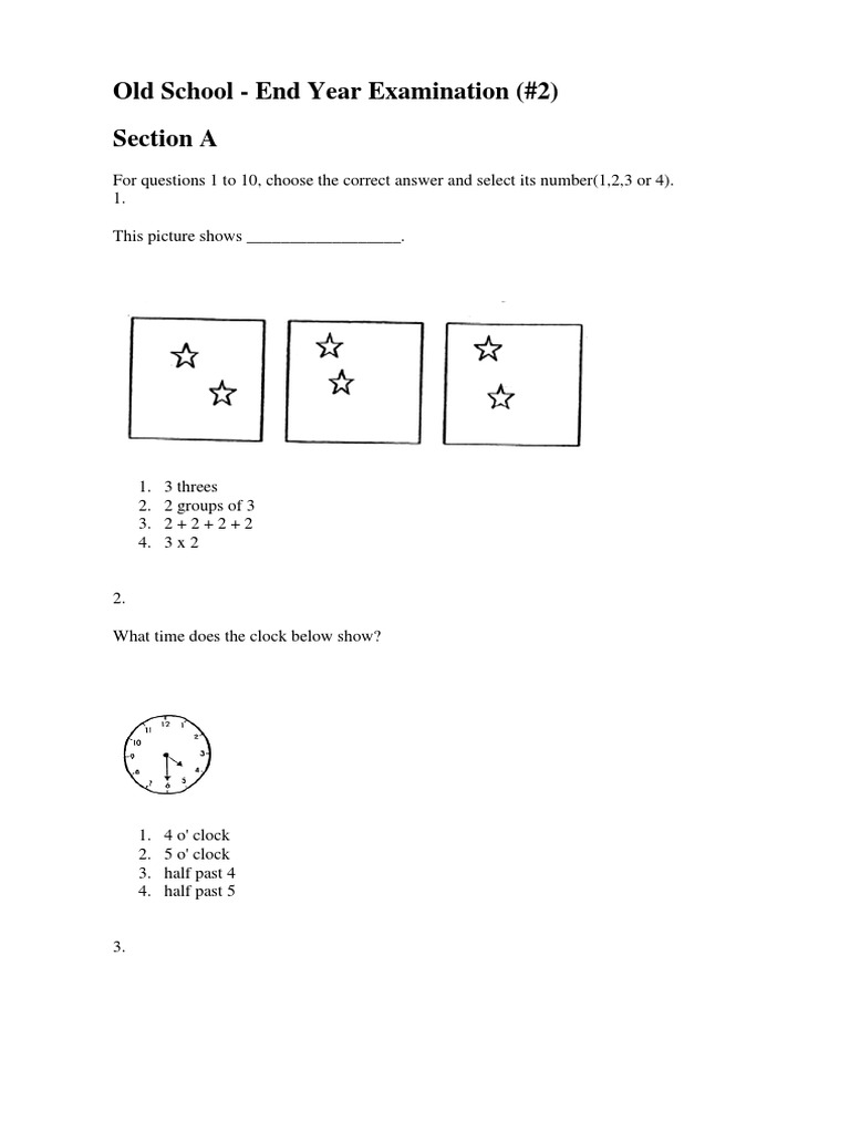 Old School - End Year Examination (#2) Section A | PDF | Teaching ...