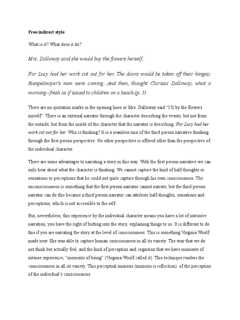 Free Indirect Style Explained | PDF