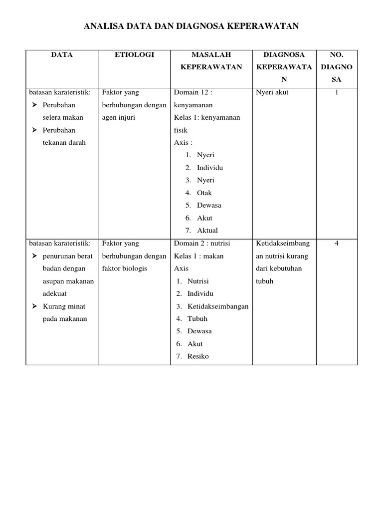 Analisa Data Askep | PDF