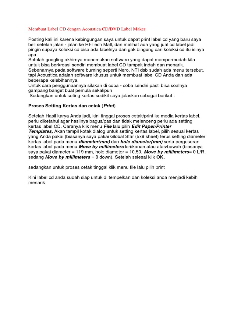 Cara Mudah Membuat Label CD dengan Acoustica | PDF | Seni