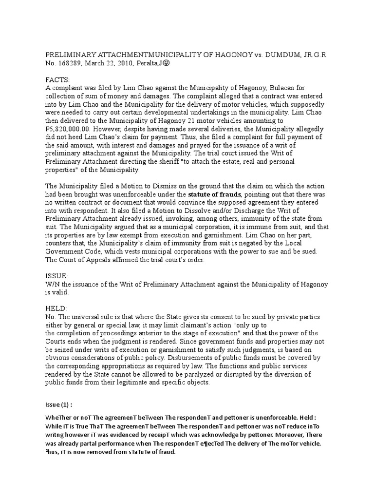 Municipality of Hagonoy Vs Dumdum | Download Free PDF | Lawsuit ...