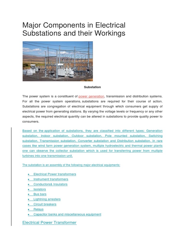 Major Components in Electrical Substations and Their Workings | PDF ...