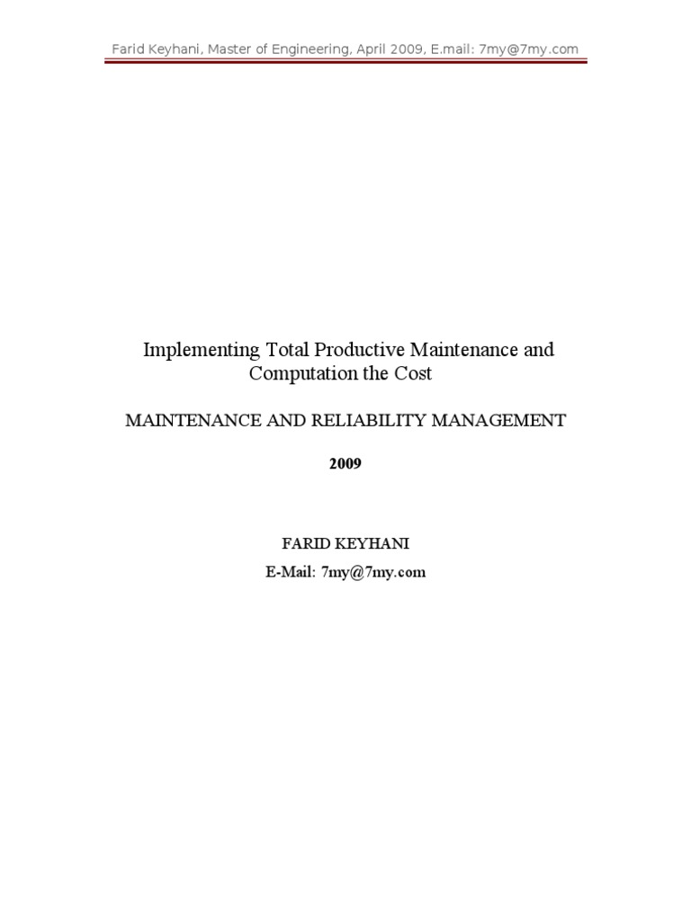 Reducing Maintenance Costs with TPM | PDF | Reliability Engineering | Scada