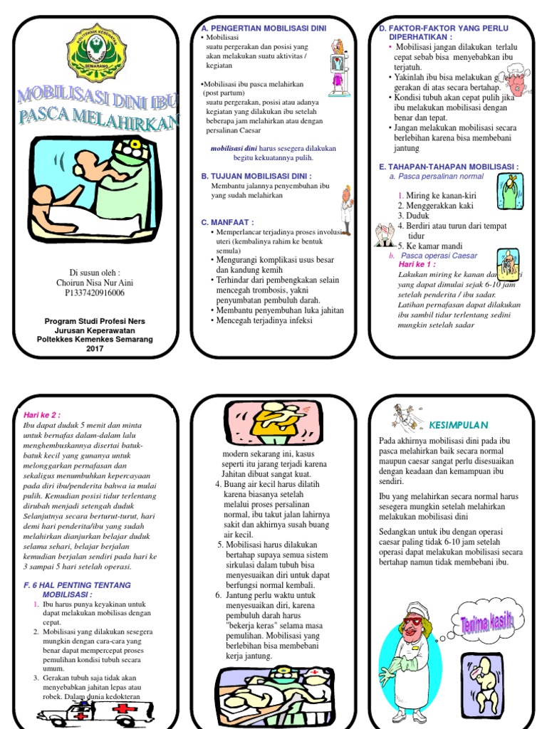 Leaflet Mobilisasi Dini Post Partum | PDF