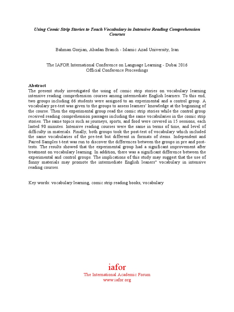 Comic Strips for Vocabulary Learning | PDF | Reading Comprehension ...