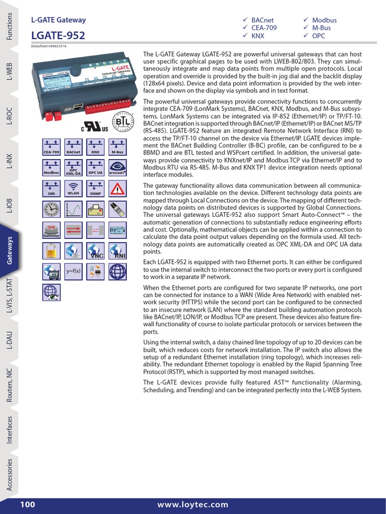 Datasheet-LGATE 952 | PDF | Gateway (Telecommunications) | Computer Network