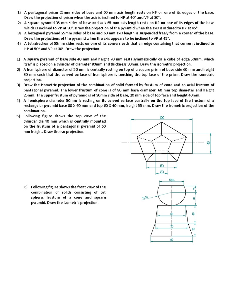 A Pentagonal Prism 25mm Sides of Base and 60 MM Axis Length Rests On HP ...