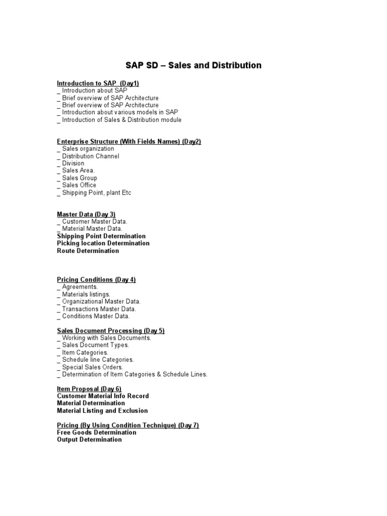 SAP SD Module Course Overview | PDF