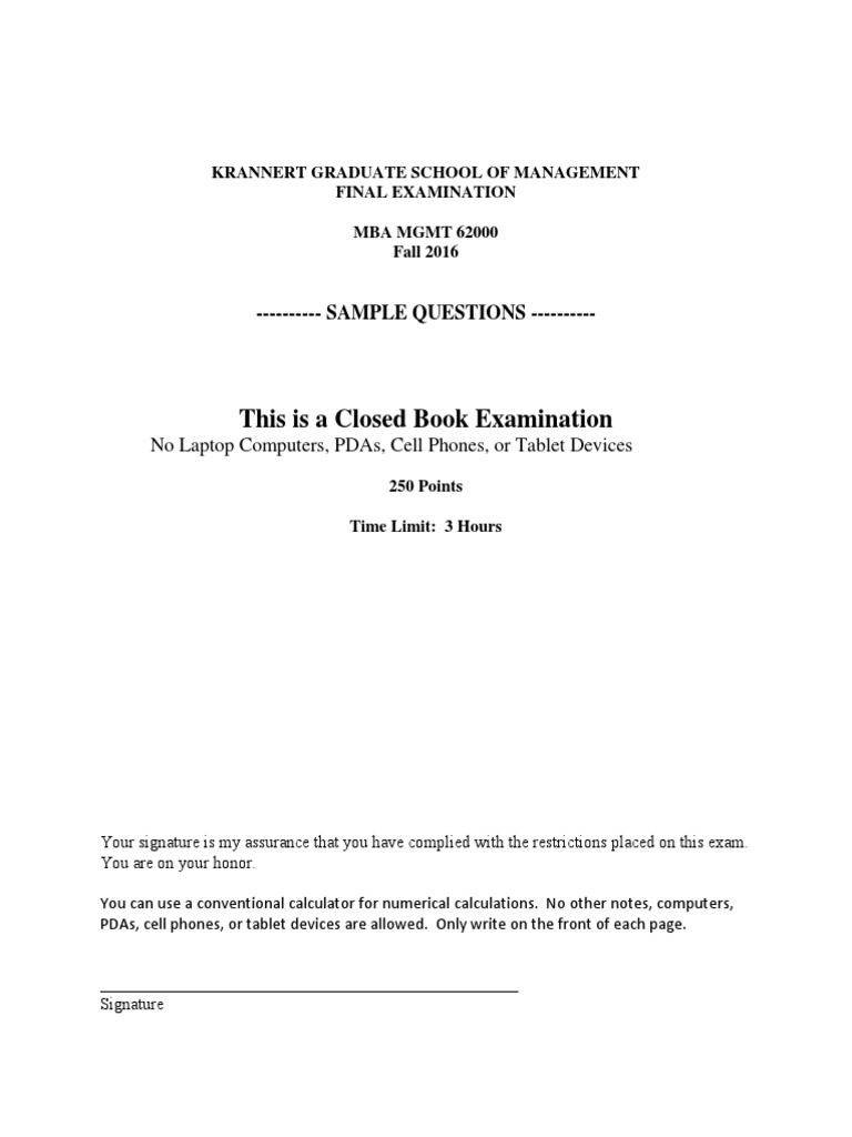 MBA Final Exam Sample Questions | PDF | Computing | Computing And ...