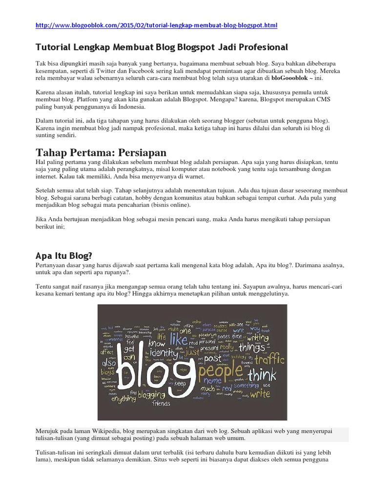 Tutorial Lengkap Membuat Blog Blogspot Jadi Profesional | PDF